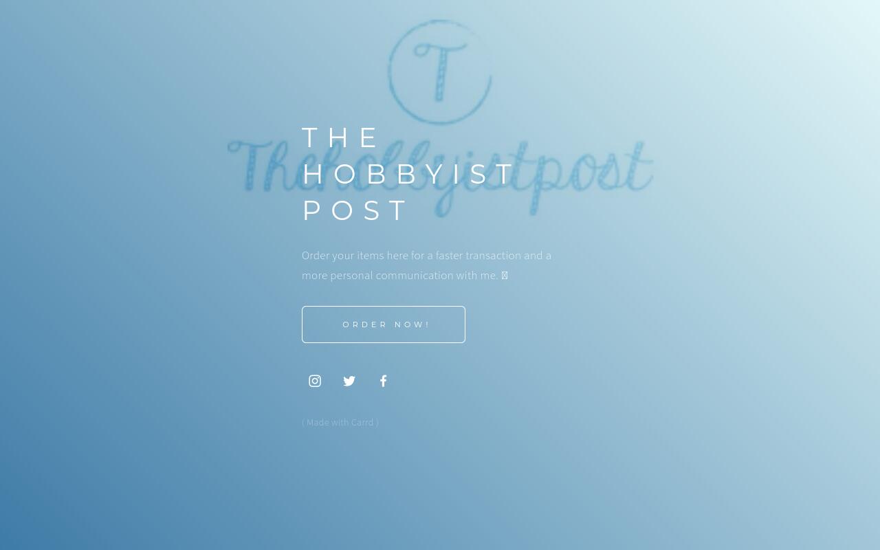 The Hobbyist Post Order Form